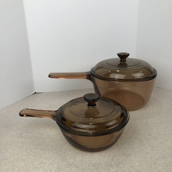 Pyrex | Kitchen | Vintage Vision Corning Cookware Amber Pot Set 5 L And ...